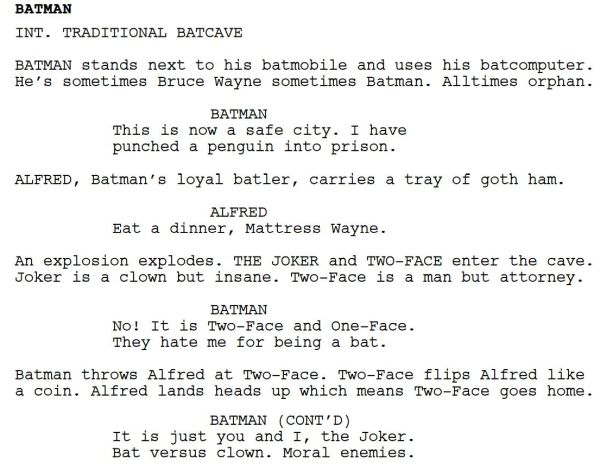 A.I. Bot Writes Hilarious Batman Movie Script A.I. Bot Writes Hilarious Batman Movie Script